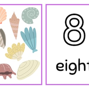 Seashell Numbers Flashcards (rainbow) - 1 to 10 - Etsy