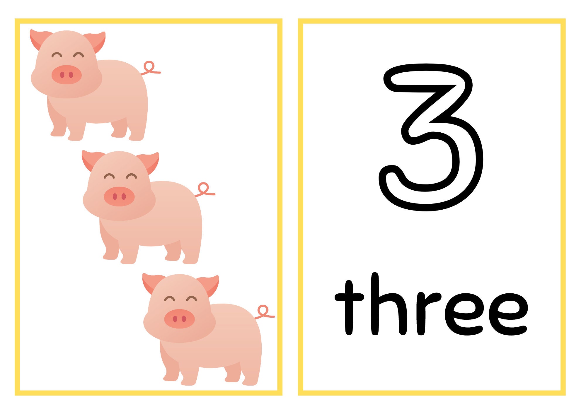 Farm Animal Number Flashcards - 1 to 10 - Etsy