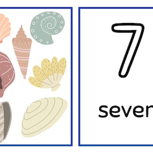 Seashell Numbers Flashcards (rainbow) - 1 to 10 - Etsy