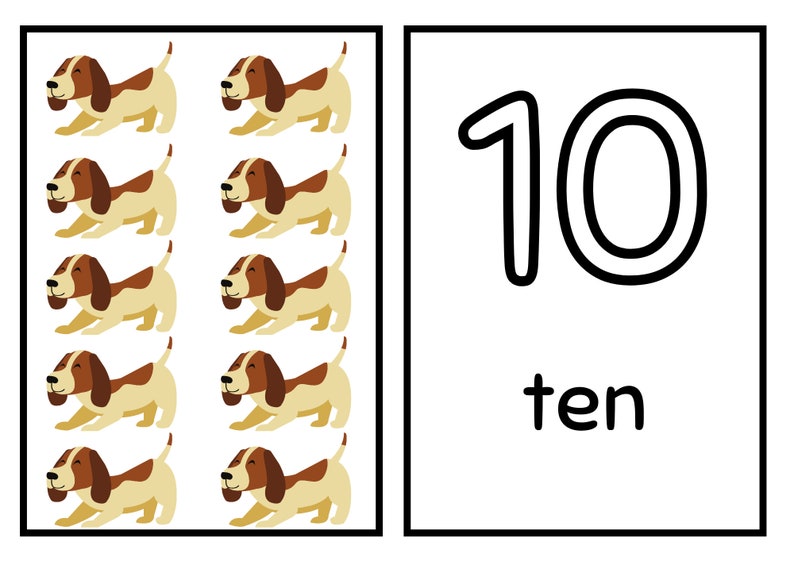 Farm Animal Number Flashcards - 1 to 10 - Etsy