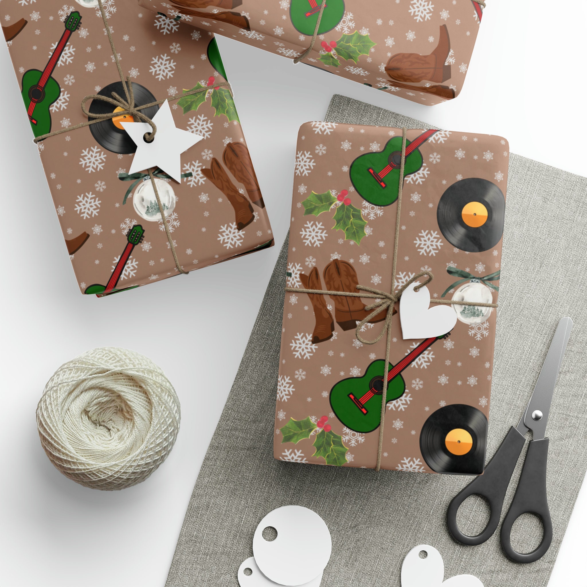 Country Music Christmas Gift Wrap Guitar Christmas Wrapping Papers sold ...