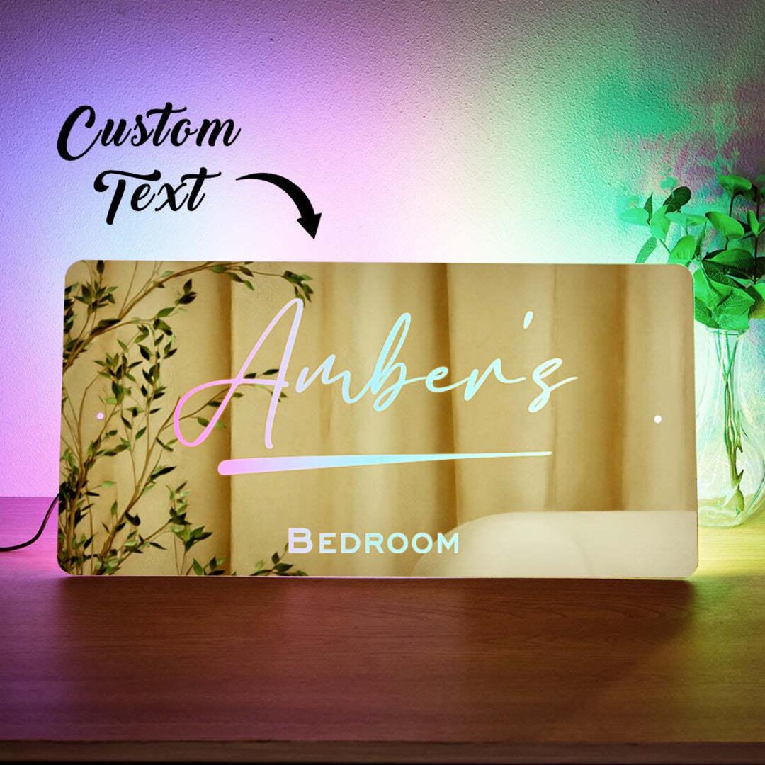 Personalized Name Mirror Light up Mirror Name Mirror Light Home ...