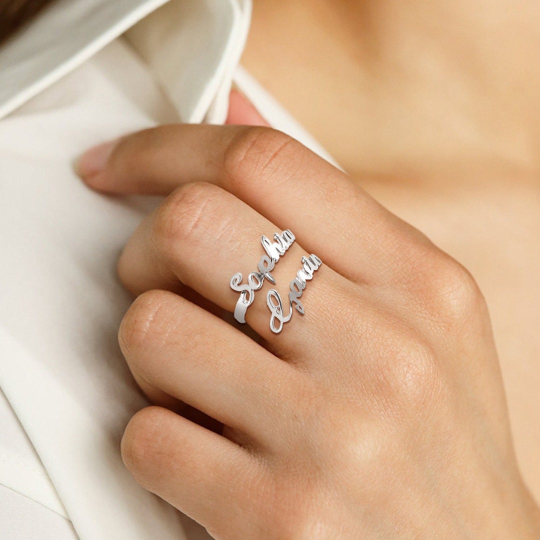 Personalized Two Names Ring Double Name Open Ring S925 Silver - Etsy