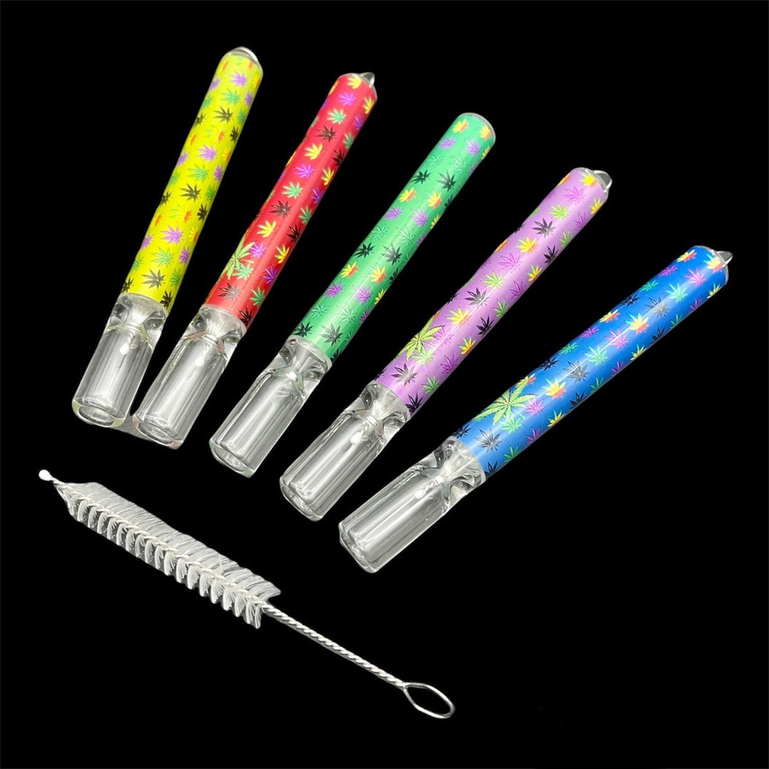 One Hitter Glass Pipe, Unique Design One Hitter Pipes With Cleaner - Etsy