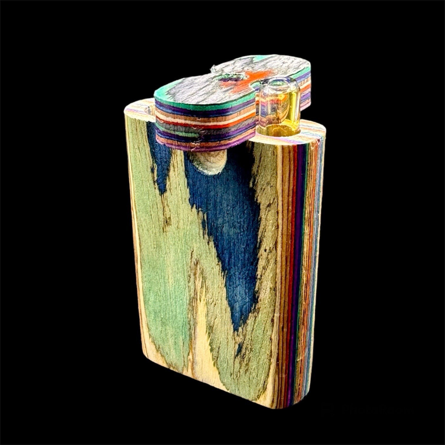 Dugout One Hitter Box, Rainbow Color Wooden Dugout With Golden Fumed ...