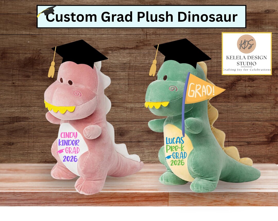 Personalized Graduation Gift, Dinosaur Grad Plush, Custom Graduation ...