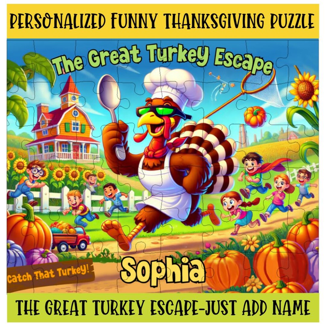 Personalized Thanksgiving Turkey Puzzle: Hilarious Great Turkey Escape ...