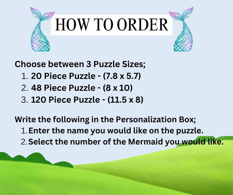Personalized Mermaid Puzzle: Choose Your Mermaid, Mermaid Lovers Gift ...