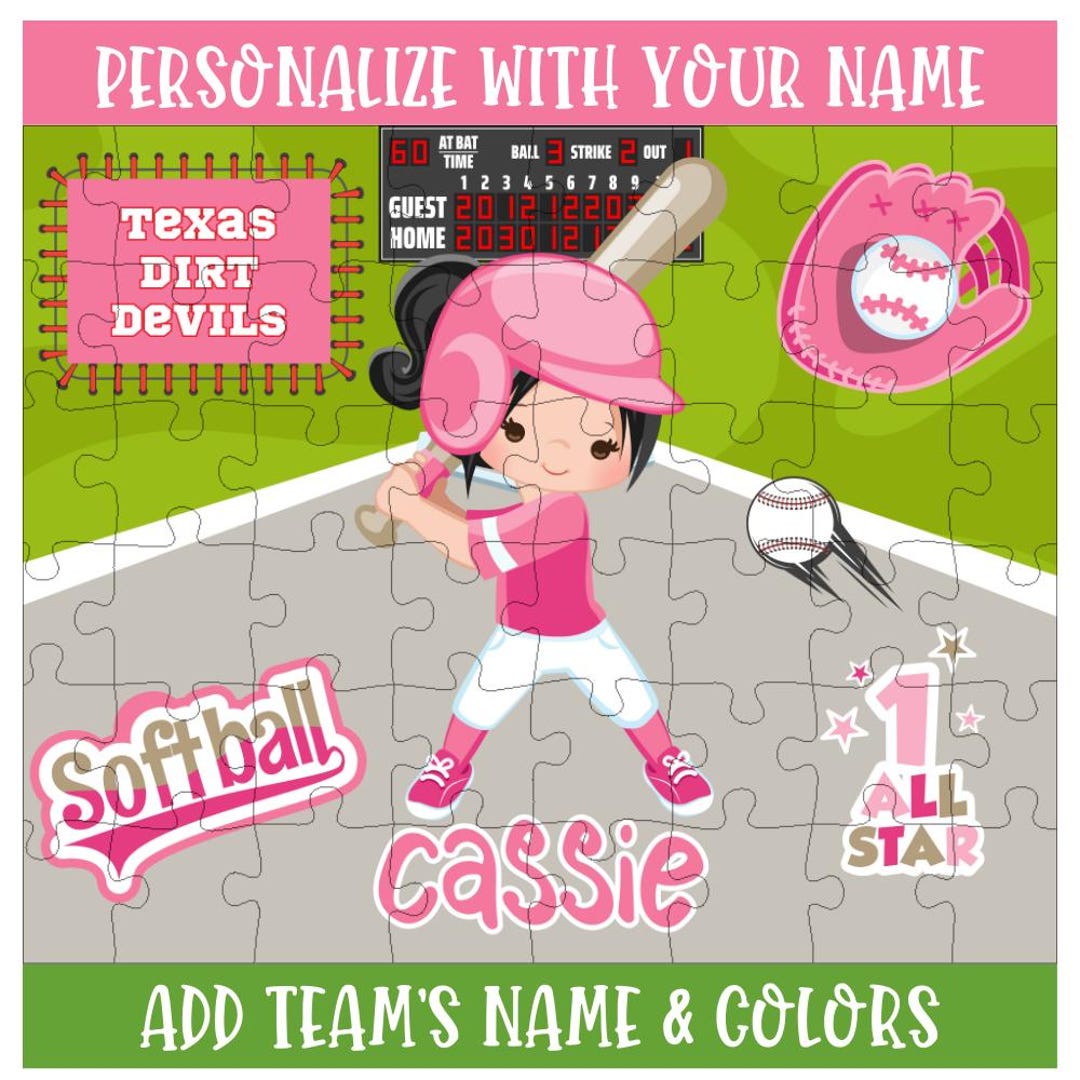 Personalized Softball Puzzle: Custom Team Colors & Name - Etsy