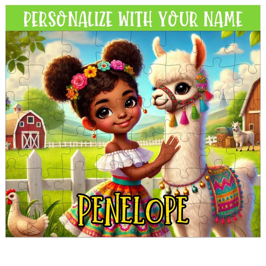 Personalized Llama Puzzle: African American Girl Gift, Custom Name ...