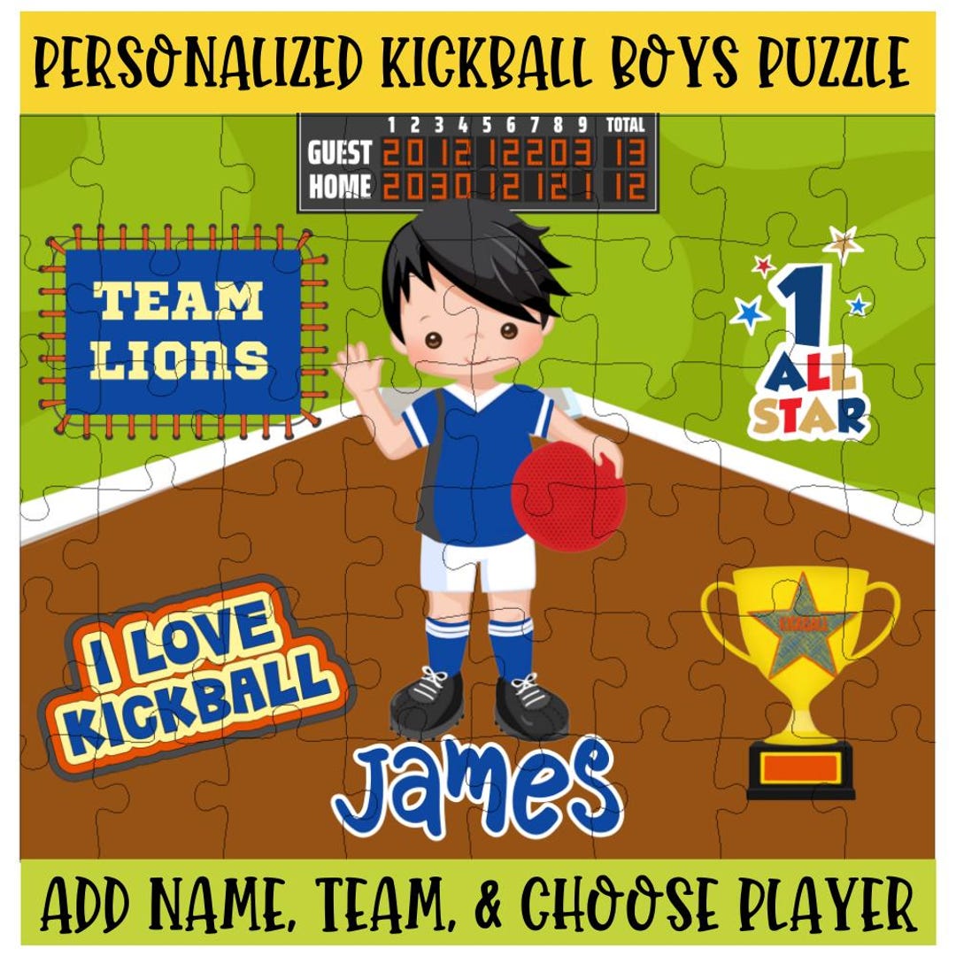 Personalized Kickball Puzzle for Boys: Custom Team Colors & Name ...