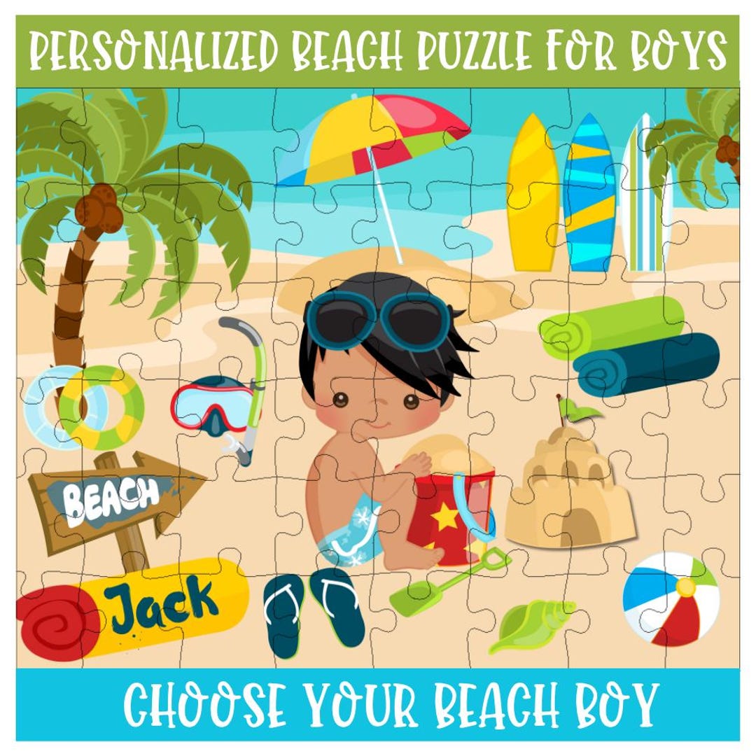 Personalized Beach Boy Puzzle: Custom Kid's Travel Gift, Beach Lovers ...