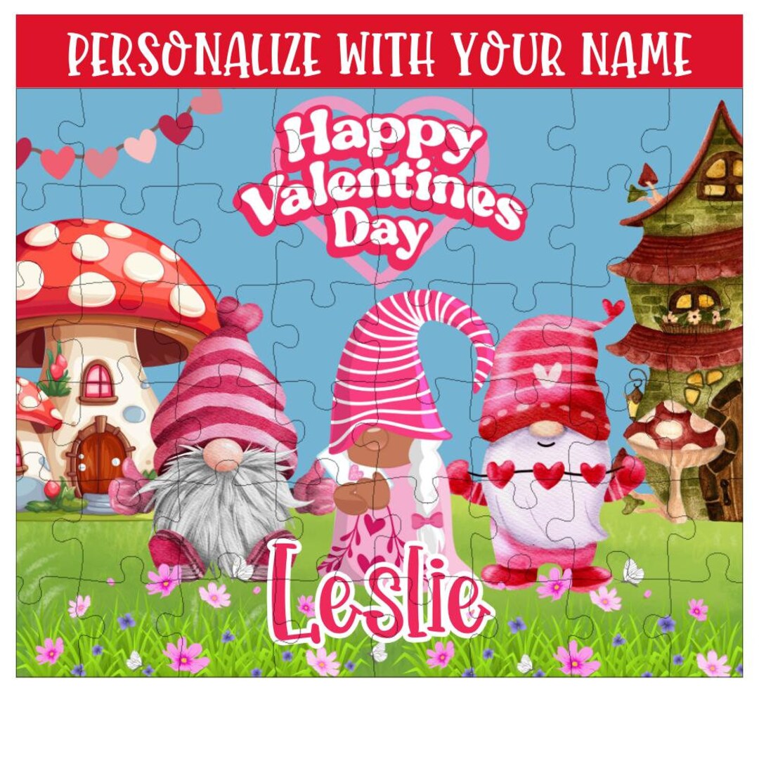Personalized Valentine Puzzle, Puzzle With Gnomes, Puzzle for Boys ...