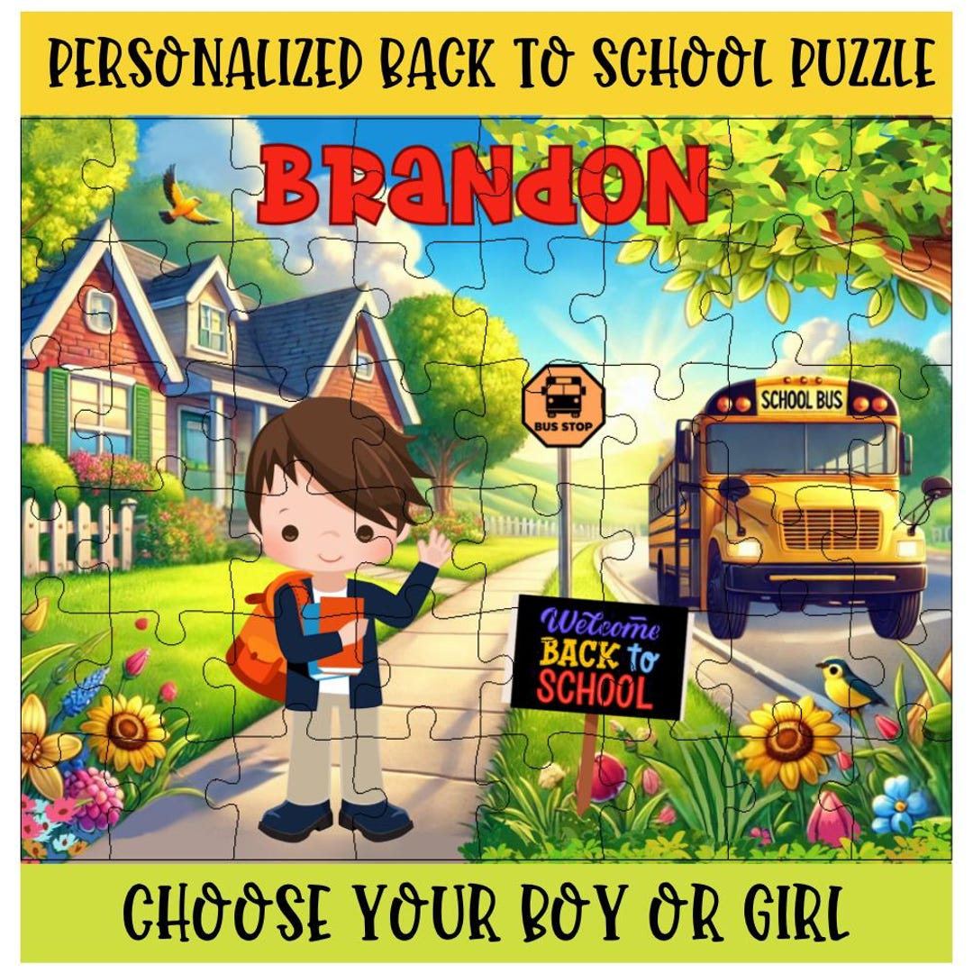 Personalized Back to School Puzzle for Kids: Choose Your Boy or Girl ...