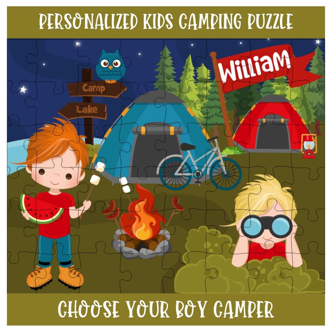 Personalized Boys Camping Jigsaw Puzzle: Gift for Boys, Learning Toy ...