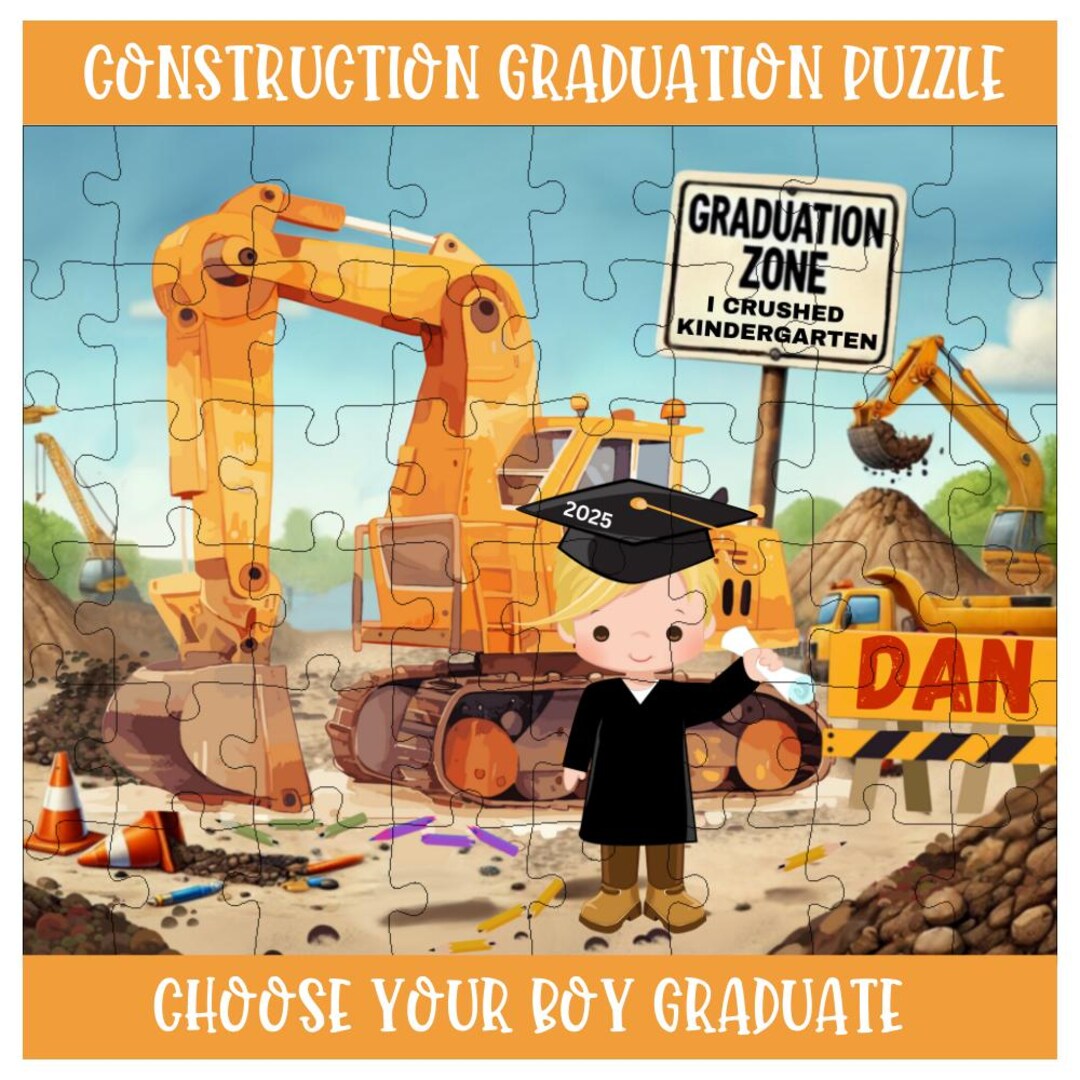 Personalized Construction Grad Puzzle, Class of 2025, Pre-k- 4th Grade ...