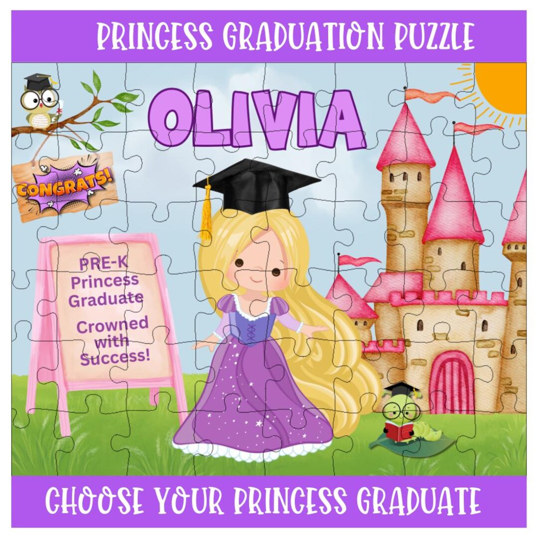 Personalized Graduate Princess Puzzle for Kids, Class of 2025, Choose ...