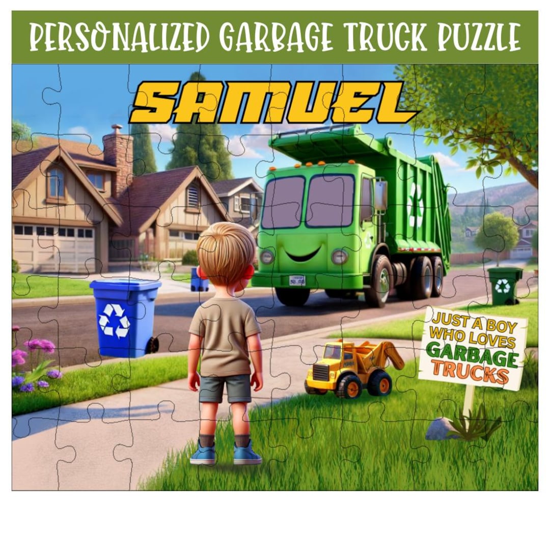 Personalized Garbage Truck Puzzle: Custom Name Jigsaw Puzzle - Etsy