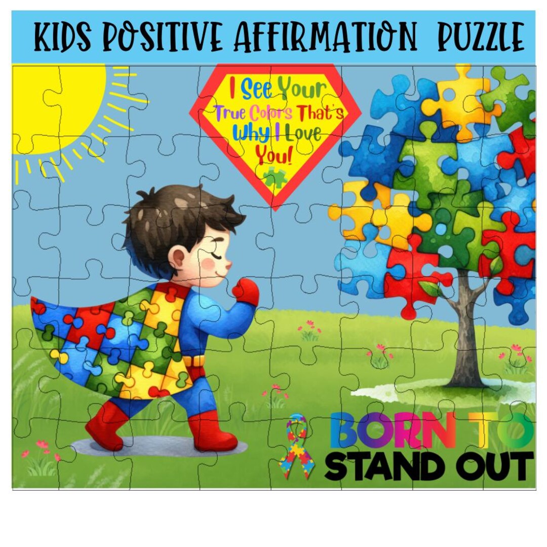 Autism Awareness Superhero Puzzle, Autism Support Puzzle, Be Kind ...