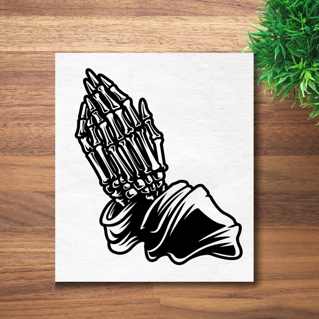 Skeleton Prayer Hands Bumper Sticker, Skeleton Decal, Spooky Decal ...