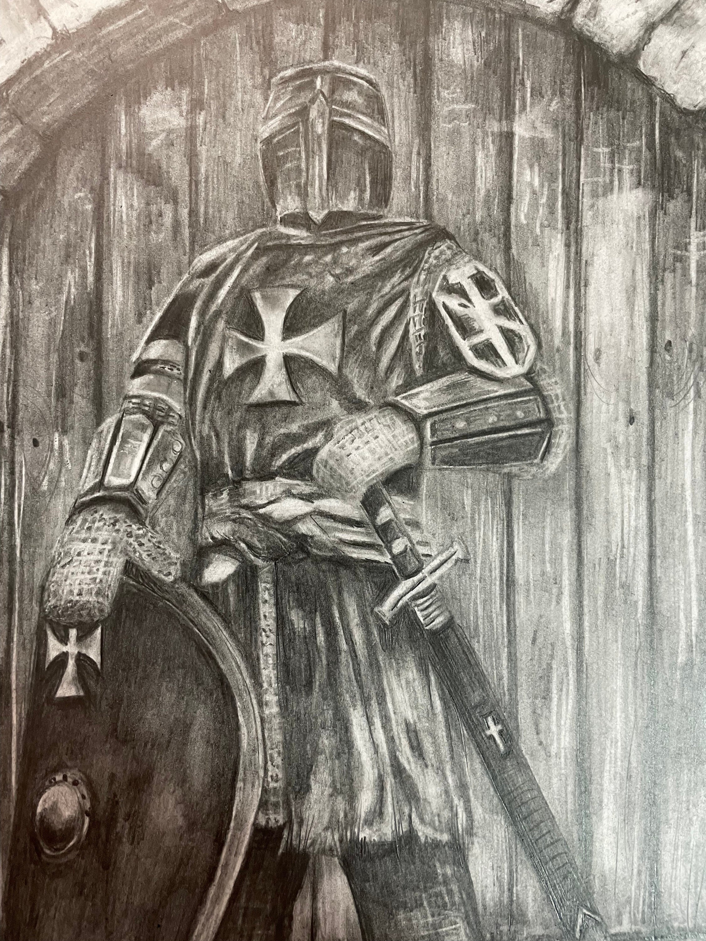 Templar Knight Drawing Original Drawings Knight Sketch Wall - Etsy