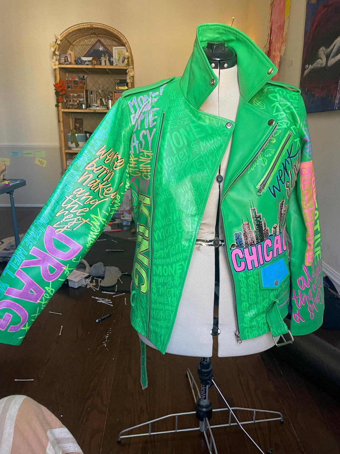 Custom Hand Painted Leather Jacket - Etsy