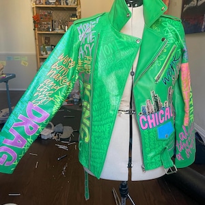 Custom Hand Painted Leather Jacket - Etsy