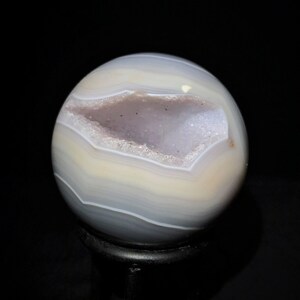 CHALCEDONY & GEODE, Spherical Shaped Stone, Pale Blue Mineral Sphere ...
