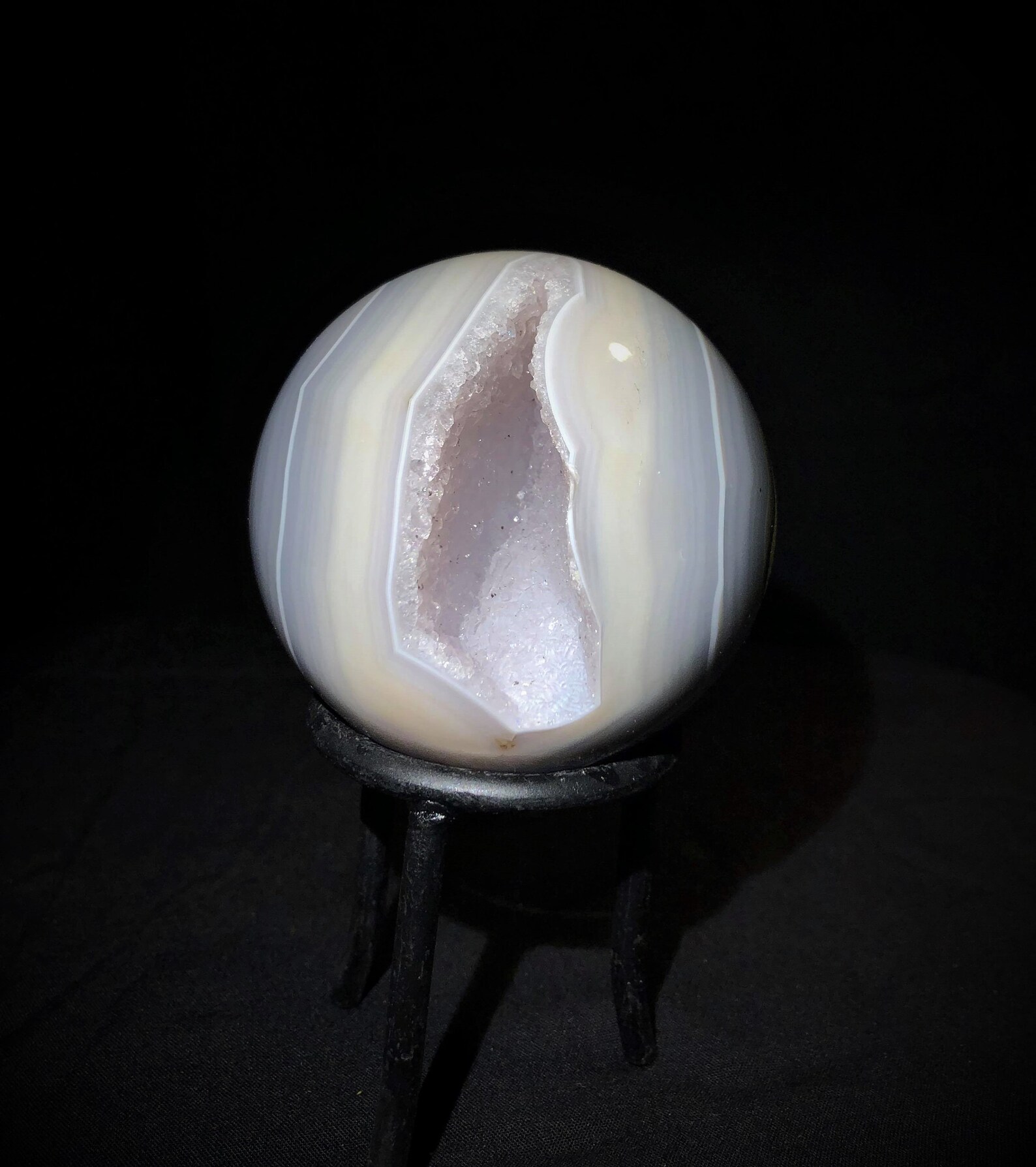 CHALCEDONY & GEODE, Spherical Shaped Stone, Pale Blue Mineral Sphere ...