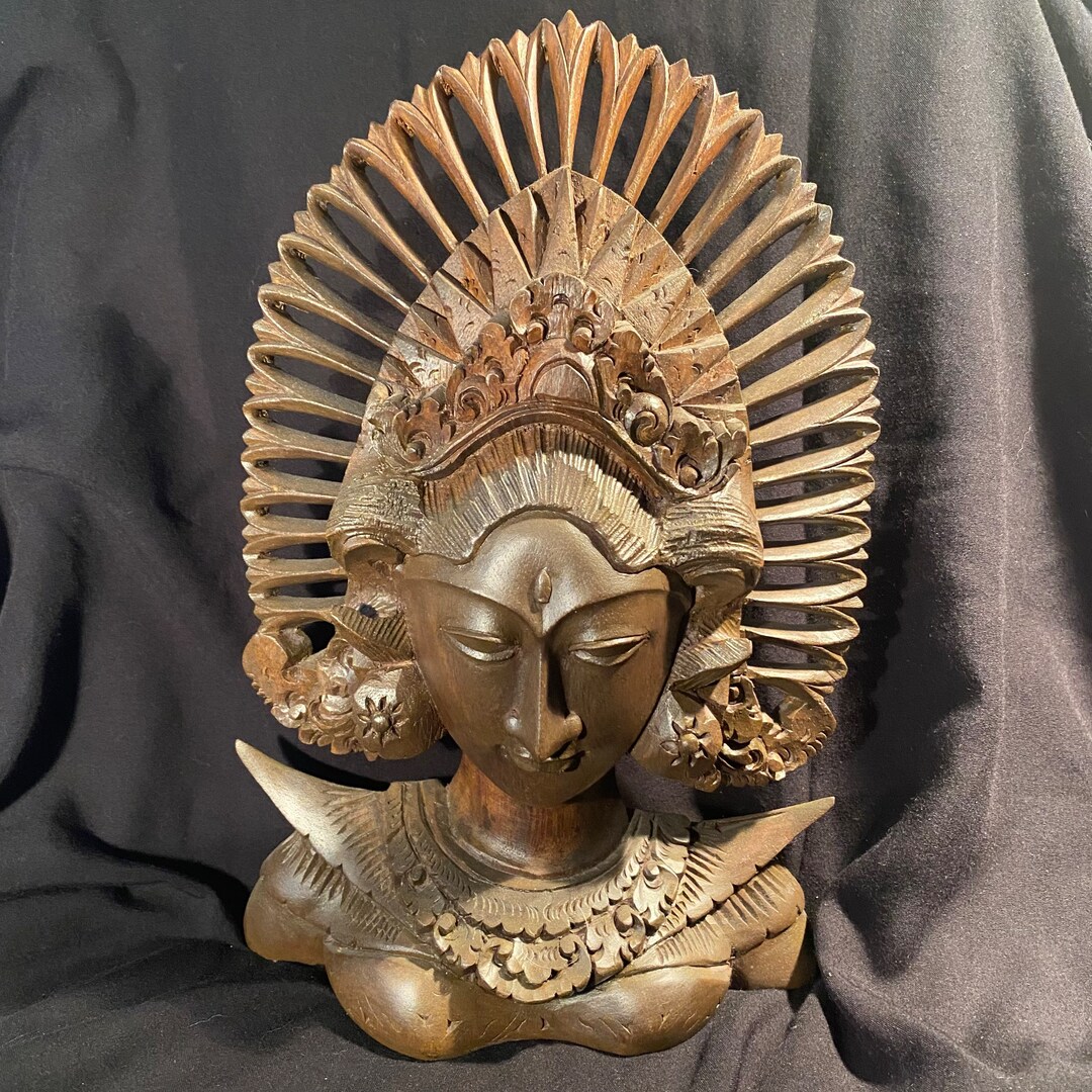 SCULPTURE BUST of Balinese DANCER in Exotic Wood, Rare. Sculpted ...