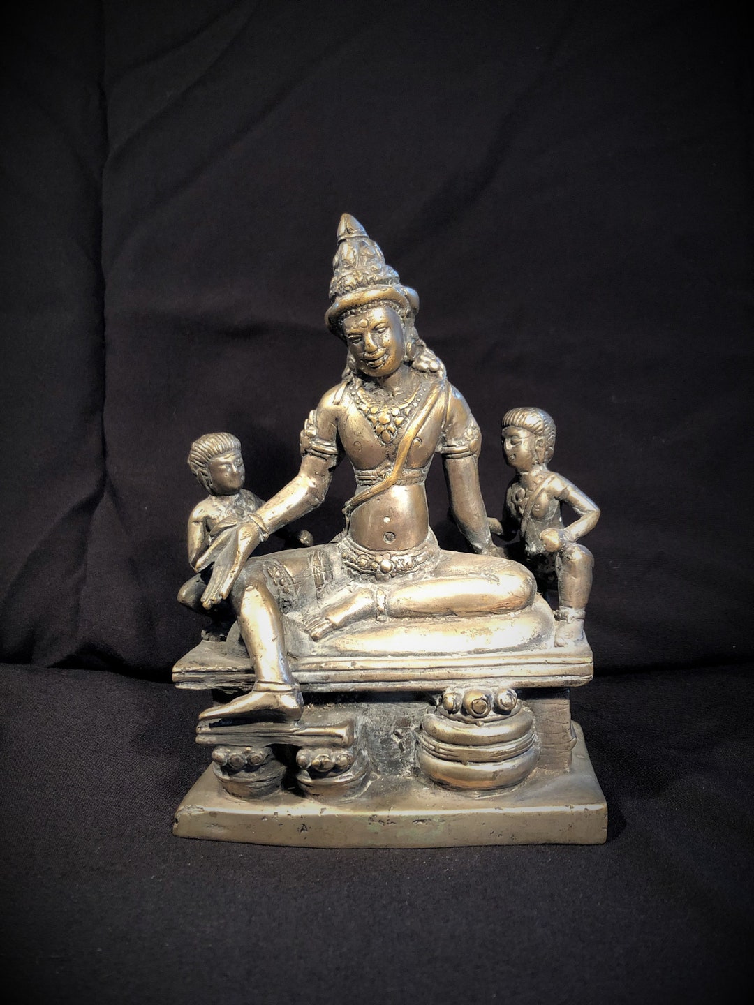 FAMILY in BRONZE, GODDESS Sculpture With Children and Offerings, One of ...