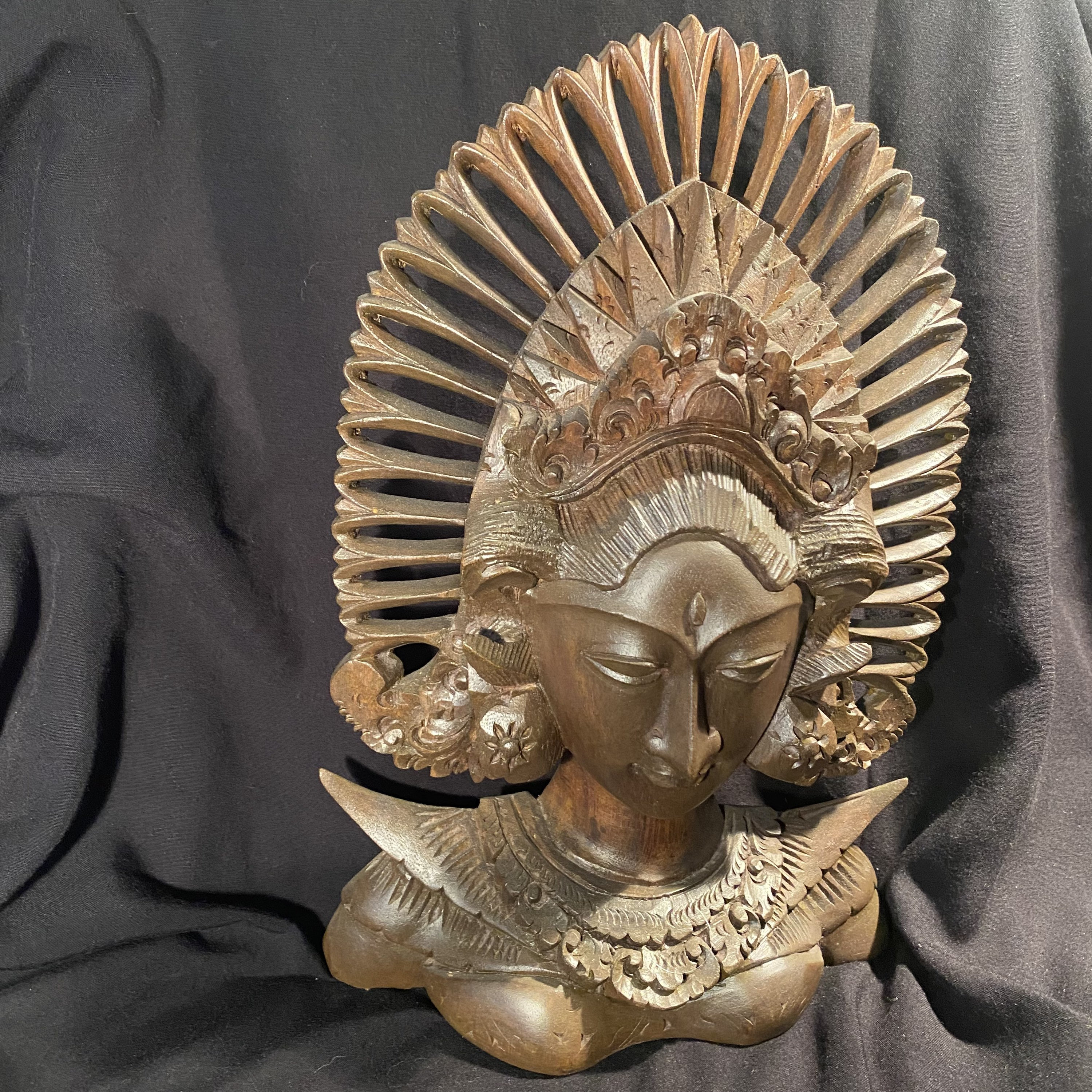 SCULPTURE BUST of Balinese DANCER in Exotic Wood, Rare. Sculpted ...