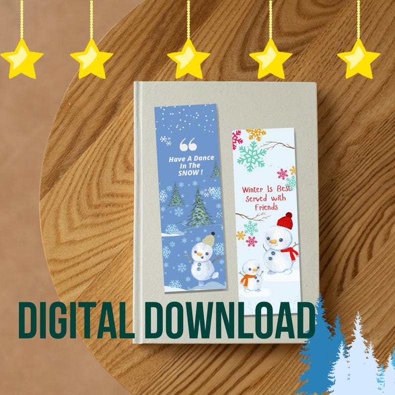 Snowman Bookmarks Printable: Shabby Chic Winter Planner Decor (PDF ...