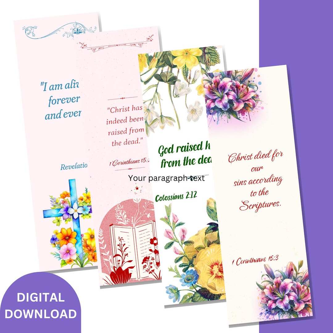 Printable Easter Bookmarks, He is Risen Easter Gift, Religious Easter ...