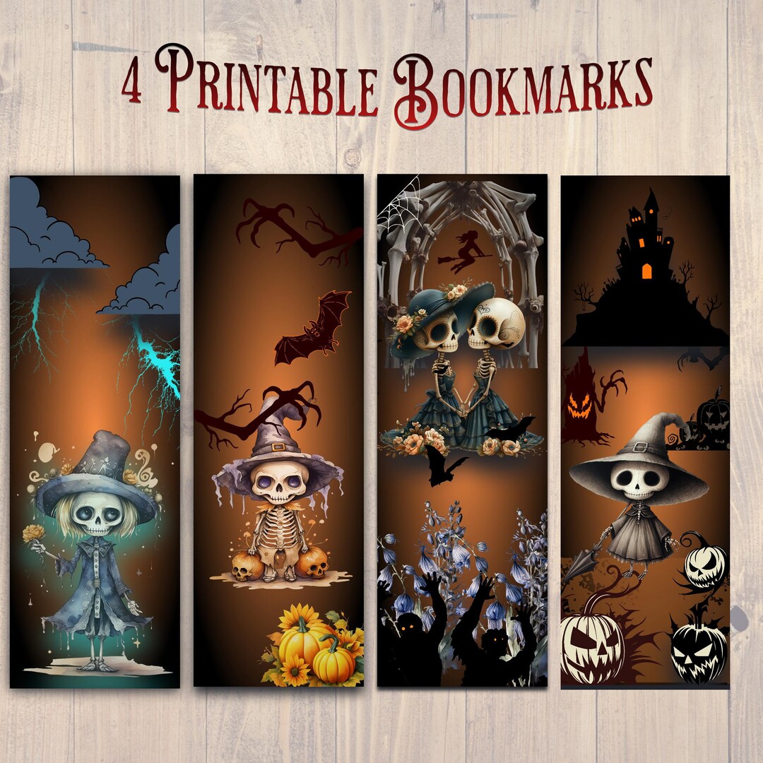 Halloween Printable Bookmarks, Digital Art Design, Printable Bookmarks ...