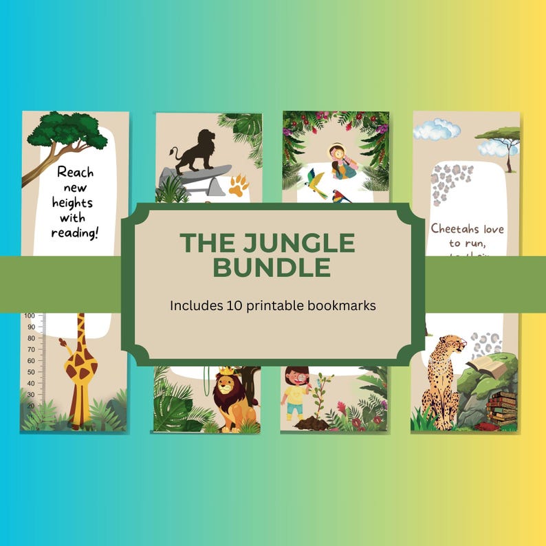 Jungle Animal Bookmarks for Kids: Safari Party Favors (digital Download ...