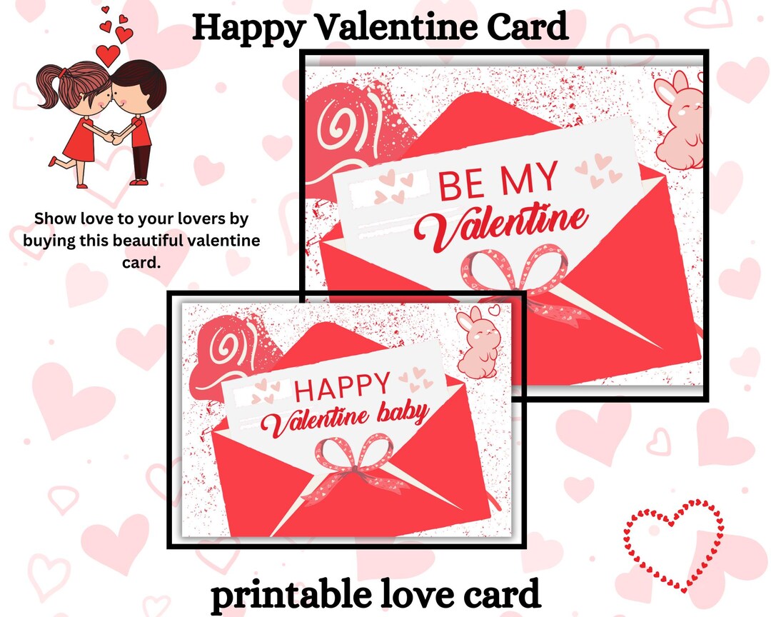 Printable Valentine's Card | Be My Valentine Digital | Cute Valentine's ...