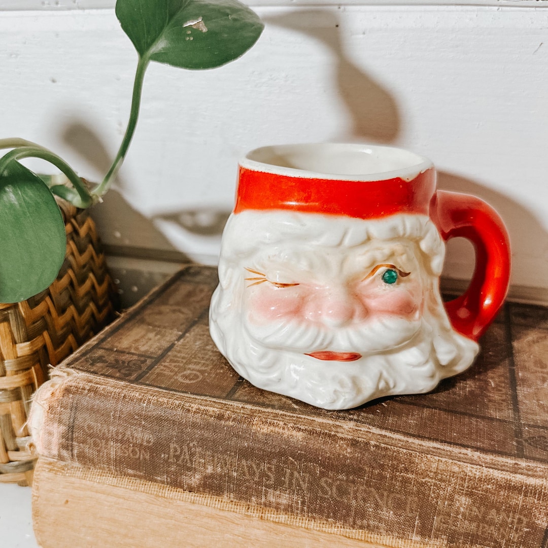 Vintage Winking Santa Mug: Christmas Jewel Eye Decor - Etsy