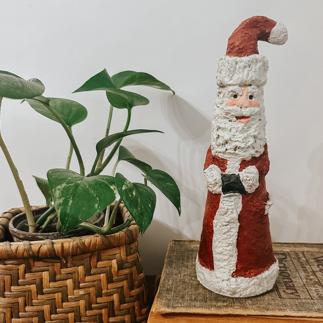 Vintage Paper Mache Santa Clause | Vintage Santa Decor - Etsy