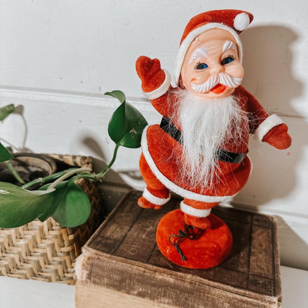 Flocked Santa - Etsy