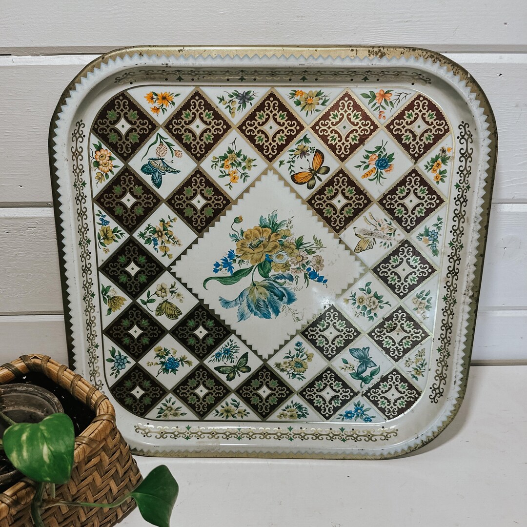 Vintage Floral Metal Decorative Tray Daher Decorated Tray - Etsy