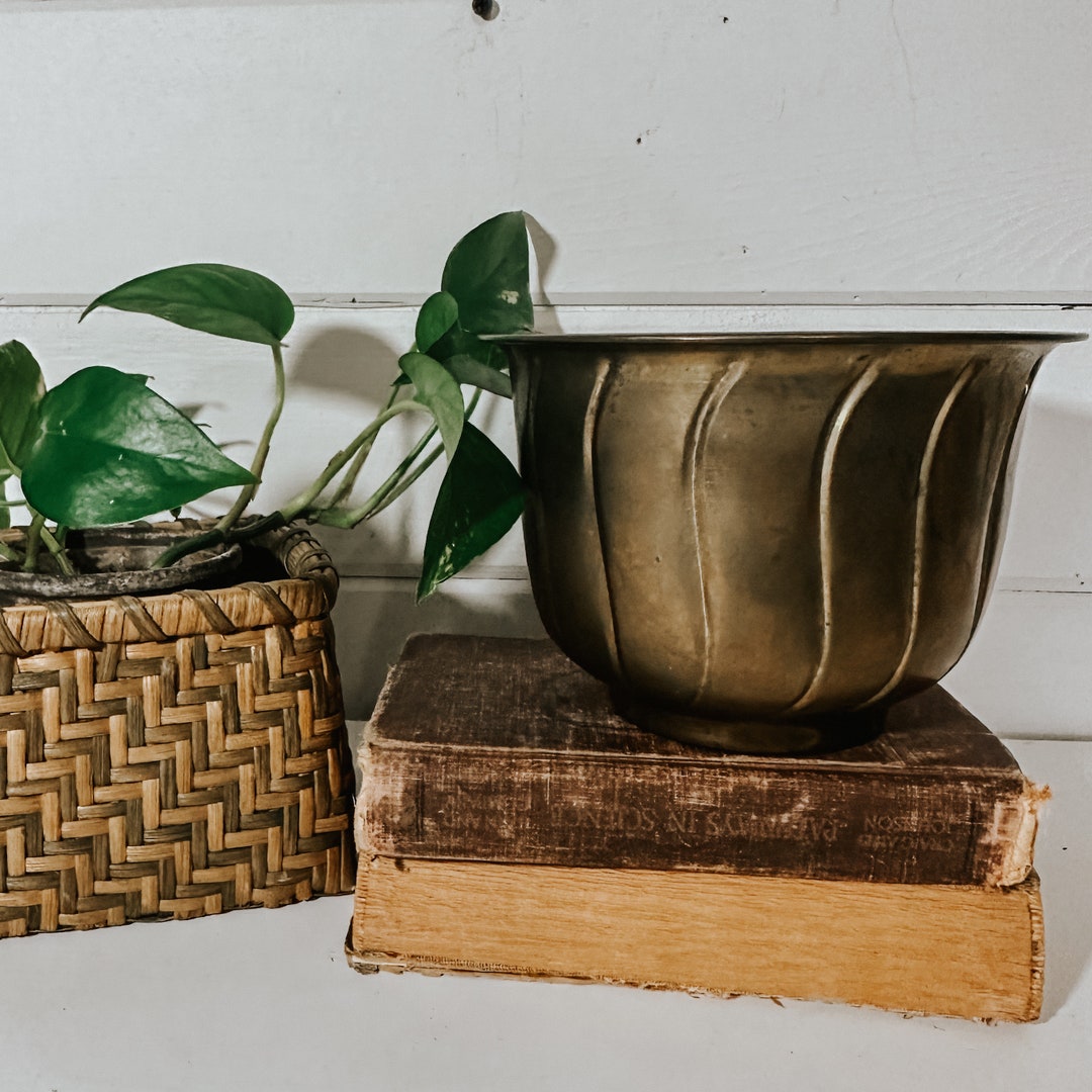 Vintage Fluted Brass Planter Fish Scale Flower Pot | Mid Century - Etsy