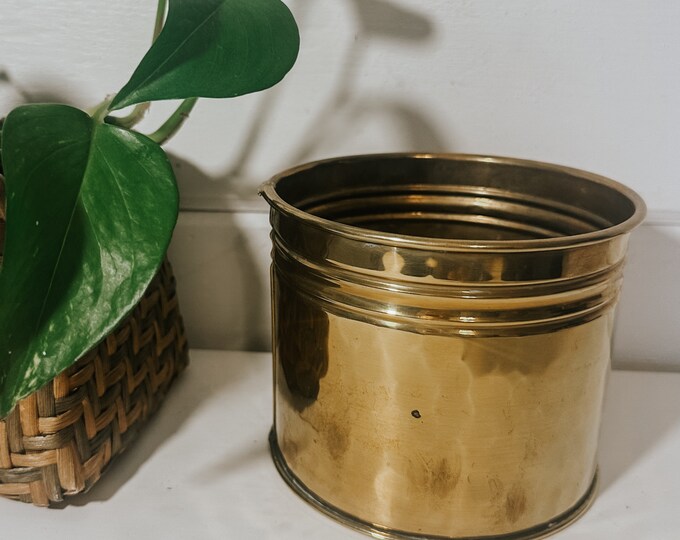 Vintage Brass Planter Flower Pot | Mid Century - Etsy