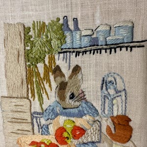 Vintage Beatrix Potter Peter Rabbit Finished Crewel Framed Gallery Wall ...