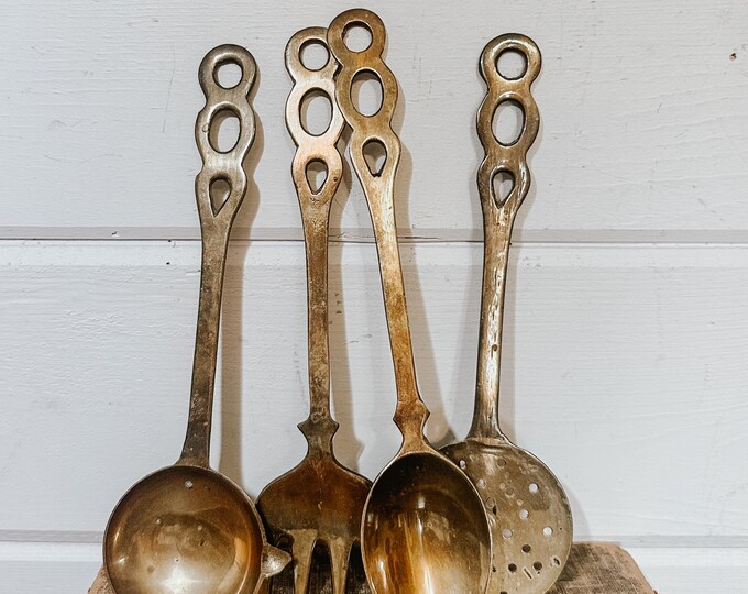 Vintage Solid Brass Kitchen Utensils | Set of 4 - Etsy