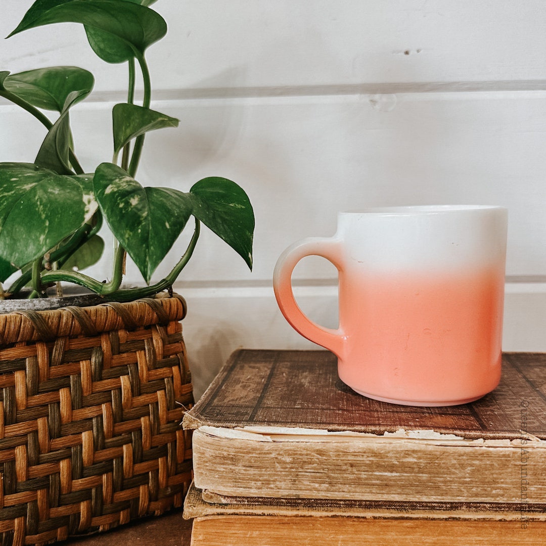 Vintage Hazel Atlas Pink Ombré Milkglass Coffee Mug Barbiecore, Mid ...