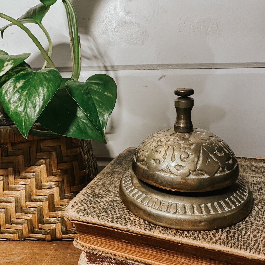 Vintage Large Heavy Cast Brass Bell Hotel or Store Service Desk Counter ...