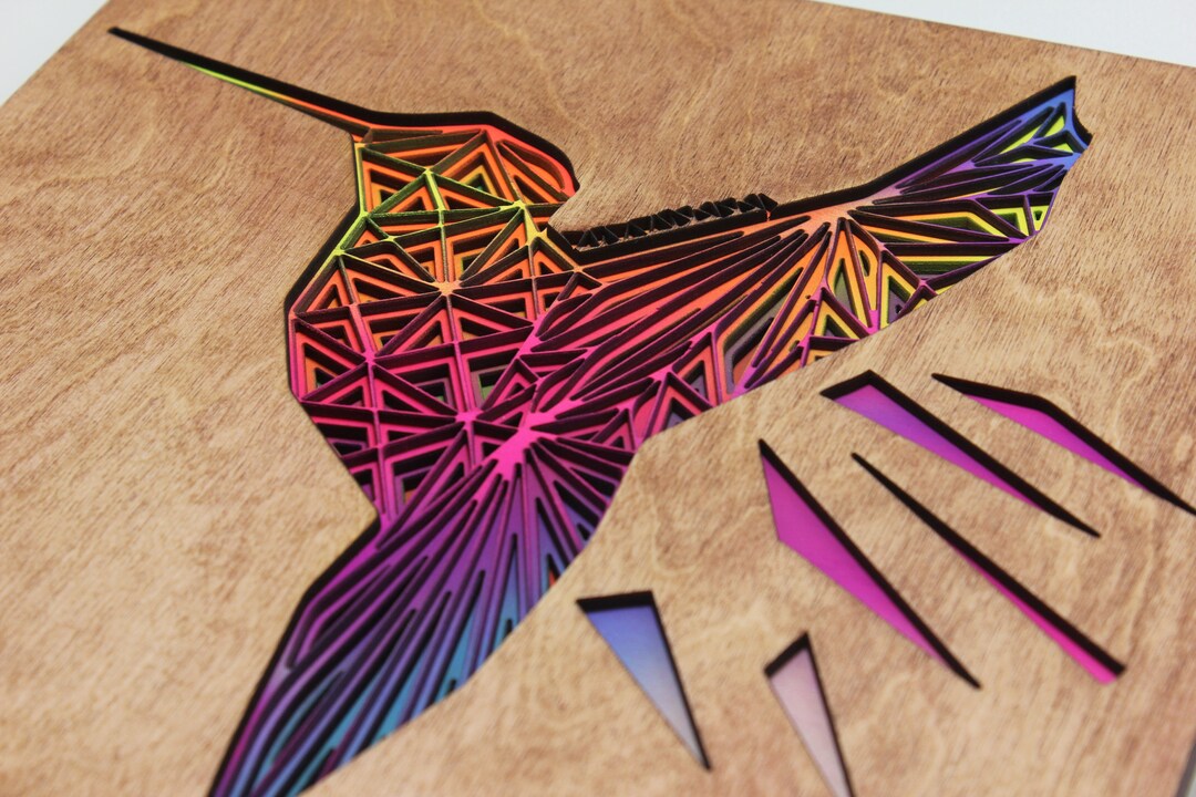 Layered Geometric Hummingbird, Wall Art! - Etsy
