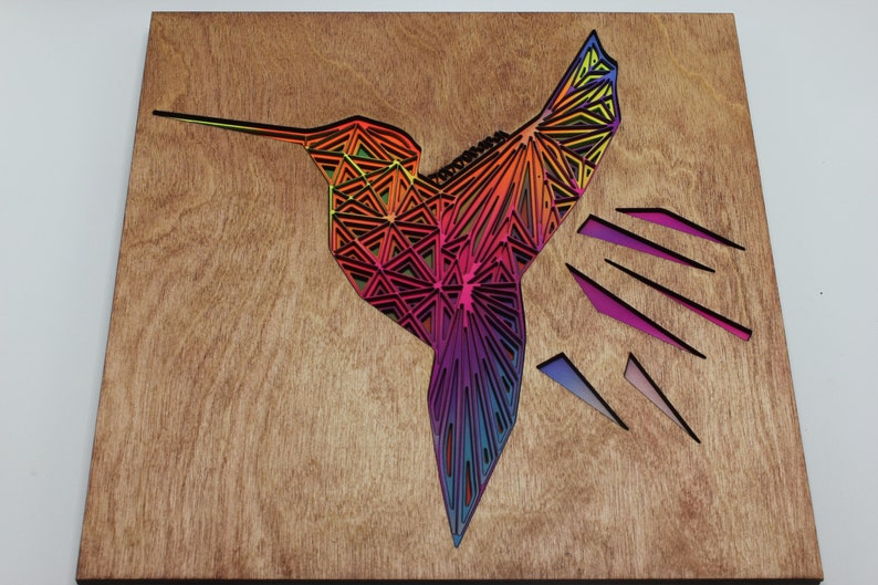 Layered Geometric Hummingbird Wall Art | Etsy