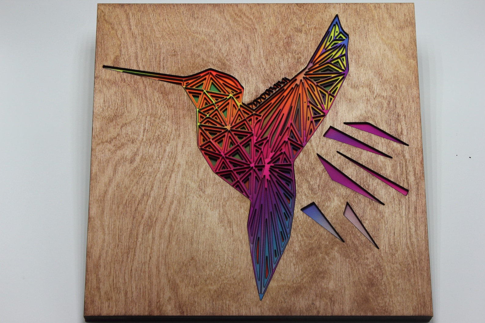 Layered Geometric Hummingbird Wall Art | Etsy